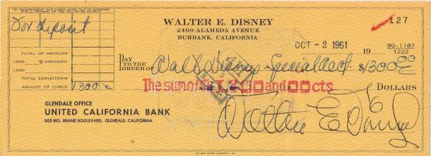 Walt Disney Autograph and Walt Disney Signed Items and Walt Disney ...