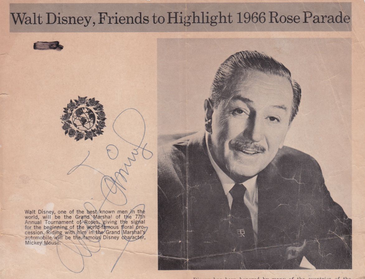 Walt Disney Rose Parade Autograph